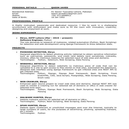 Qasim Javed Resume | PDF