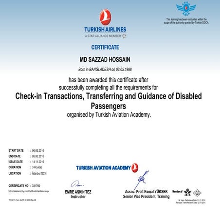 Disabled Passengers Certificate | PDF
