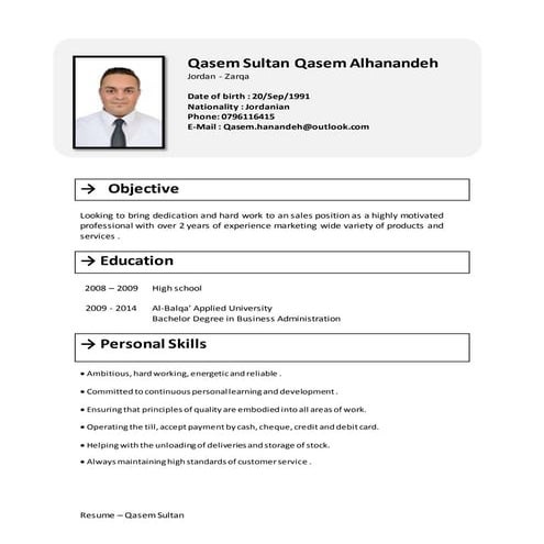 Qasim cv JO | DOCX | Computing | Technology & Computing