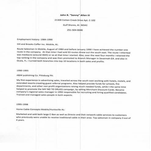 Sonny resume | PDF | Resume Writing and Advice | Job Search
