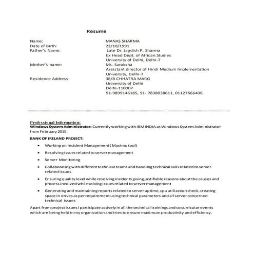 Resume official 2016 | DOCX