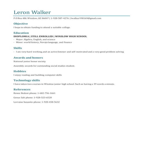 Leron Walker resume | DOCX