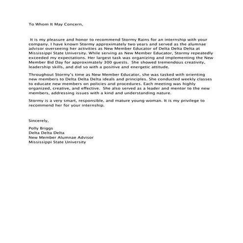 Dori Williamson letter of recommendation | DOCX
