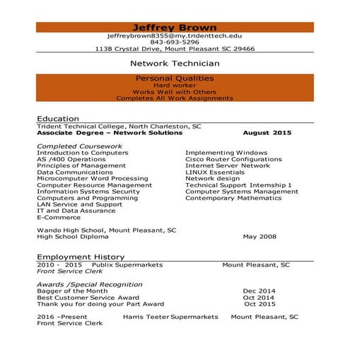 Jeffrey B Resume | DOCX