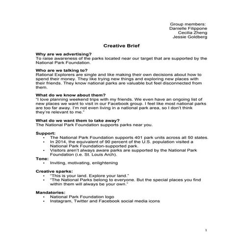 Creative brief example art project | DOCX