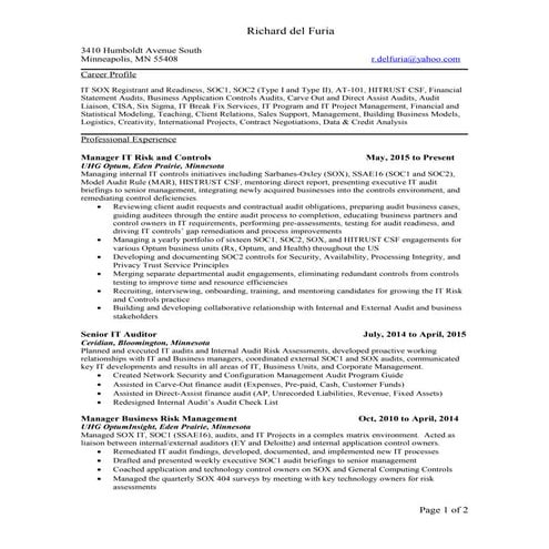 Richard del Furia - Resume - 20161125 | DOC