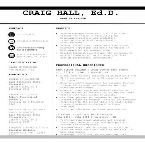HALL PROFESSIONAL RESUME | DOCX