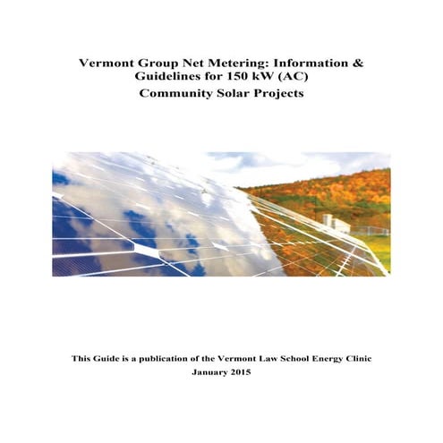 Vermont Group Net Metering Information and Guidelines | PDF