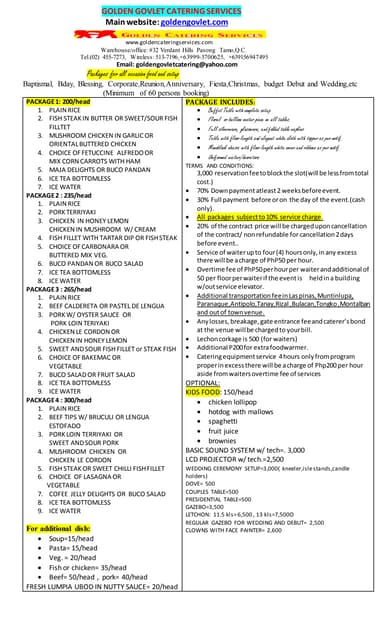 DEBUT PACKAGES | DOC | Wedding | Personal Celebrations & Life Events