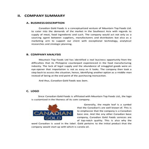 II. Company Summary | PDF