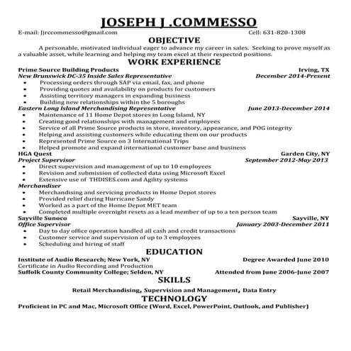 J.Commesso Resume 1 | PDF