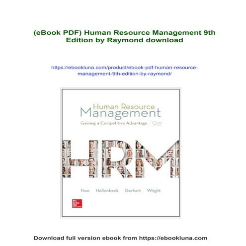 (eBook PDF) Human Resource Management 9th Edition by Raymond | PDF