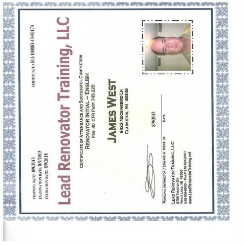 Lead Renovator Certificate.PDF