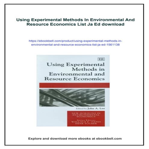 Using Experimental Methods In Environmental And Resource Economics List ...
