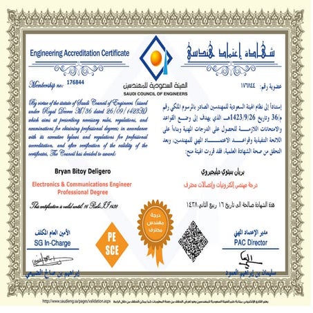 Saudi Engineering Council Cert | PDF