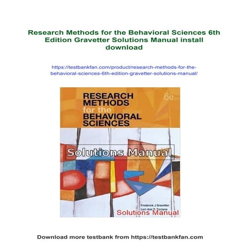 Research Methods for the Behavioral Sciences 6th Edition Gravetter ...