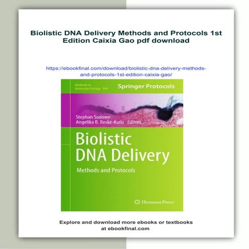 Biolistic DNA Delivery Methods and Protocols 1st Edition Caixia Gao | PDF