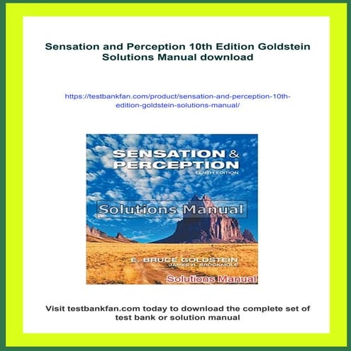 Sensation and Perception 10th Edition Goldstein Solutions Manual | PDF