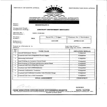 Instrument Trade test Tasks and Results | PDF