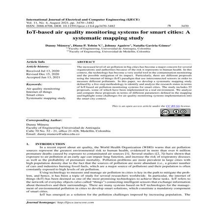 Iot Based Air Quality Monitoring Systems For Smart Cities A Systematic