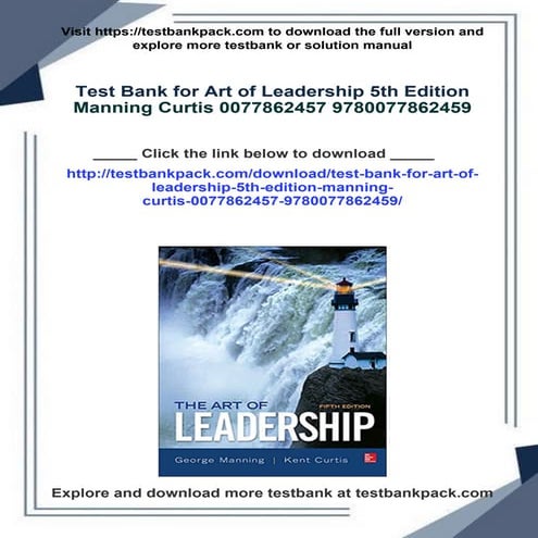 Test Bank for Art of Leadership 5th Edition Manning Curtis 0077862457 ...