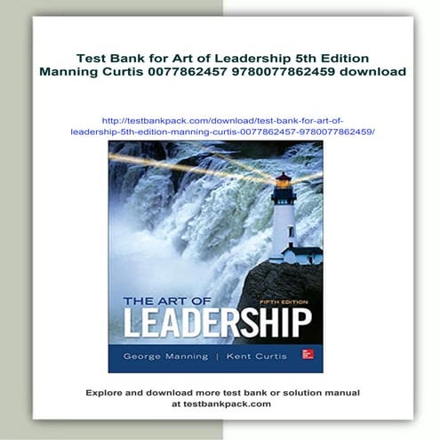 Test Bank for Art of Leadership 5th Edition Manning Curtis 0077862457 ...
