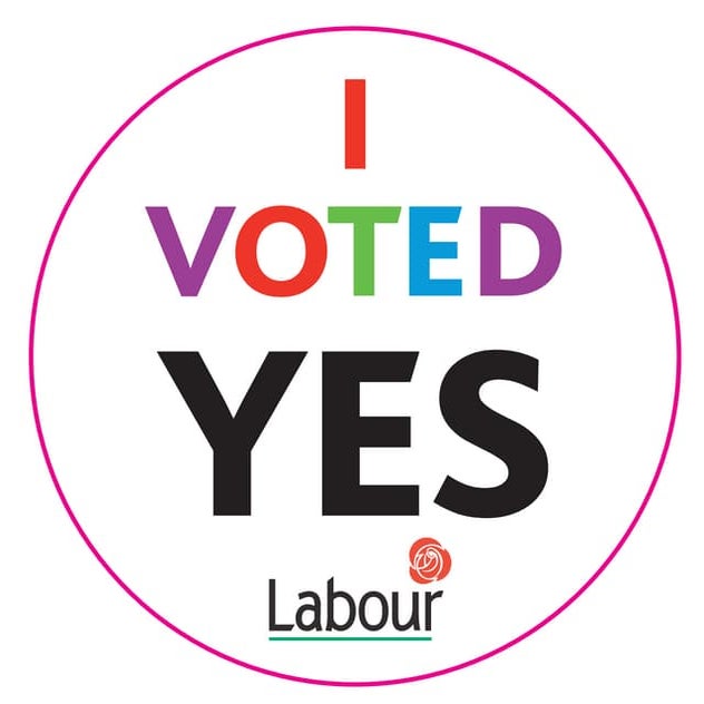 Labour Vote Yes Lapel Sticker 50mm | PDF