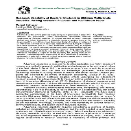Research Capability of Doctoral Students in Utilizing Multivariate ...