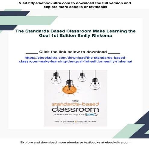 The Standards Based Classroom Make Learning the Goal 1st Edition Emily ...