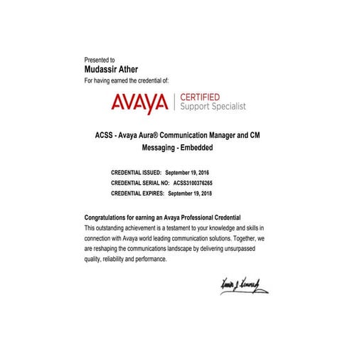Avaya Certified Support Specialsit | PDF