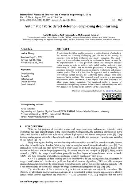 Automatic fabric defect detection employing deep learning | PDF Automatic fabric defect detection employing deep learning | PDF