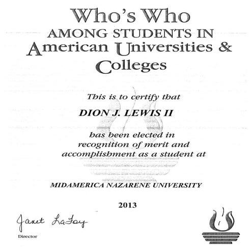 Who's Who College Award 2013 | PDF