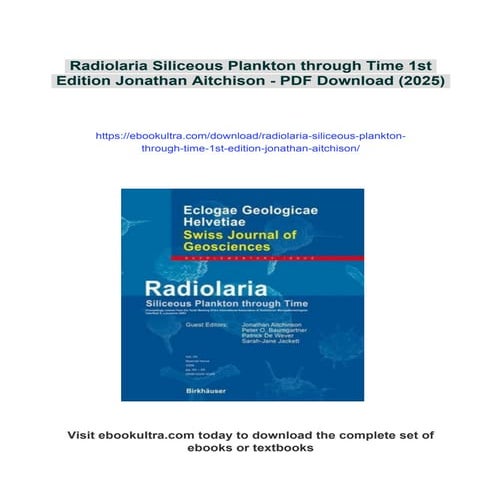 Radiolaria Siliceous Plankton through Time 1st Edition Jonathan Aitchison | PDF