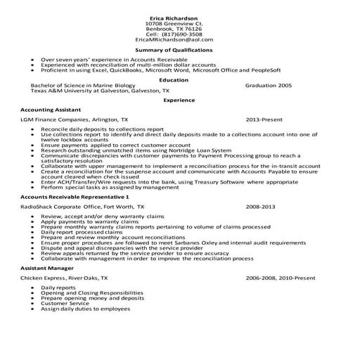 Erica Richardson Resume | PDF