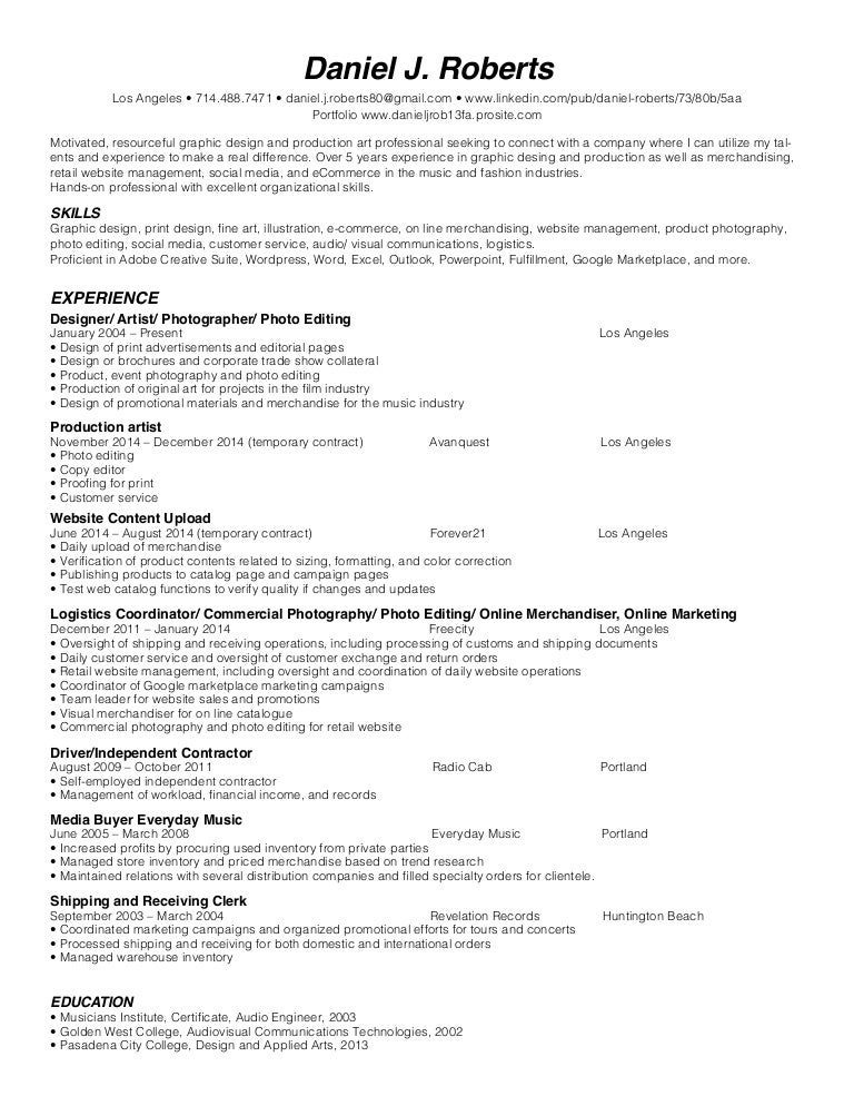 Daniel Roberts resume