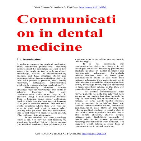 Communication in dental medicine | PDF