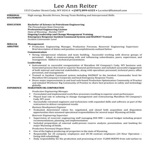 Lee Ann Reiter - Resume | DOC