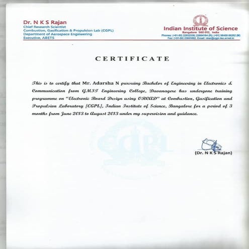 IISC Intrenship | PDF