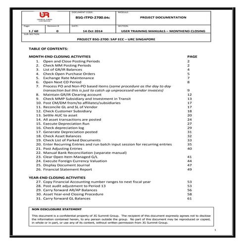 BSG-ITPD-2700 04c User Reference Manual FI Closing Activities | PDF