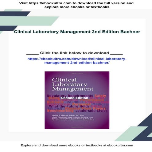 Clinical Laboratory Management 2nd Edition Bachner | PDF