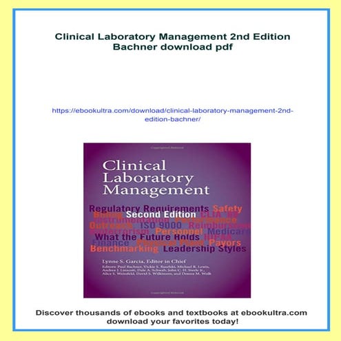 Clinical Laboratory Management 2nd Edition Bachner | PDF