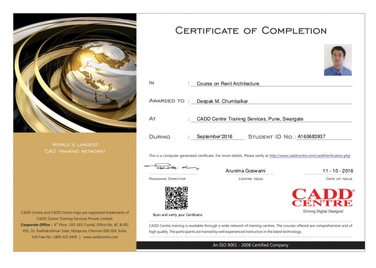 CADD CENTER CERTIFICATE
