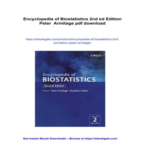 Encyclopedia of Biostatistics 2nd ed Edition Peter Armitage | PDF