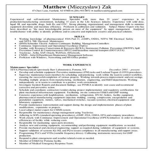 Matthew Zak Resume | DOCX
