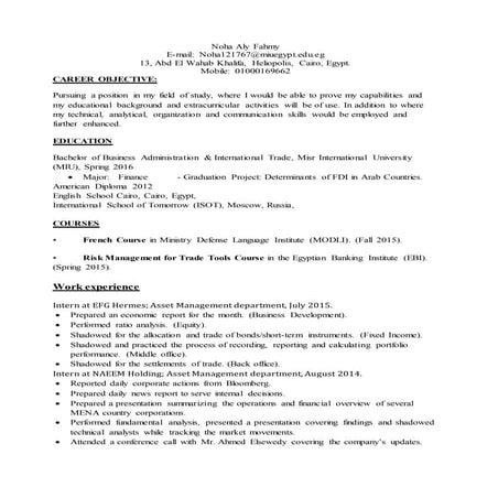 Noha Fahmy CV | DOCX