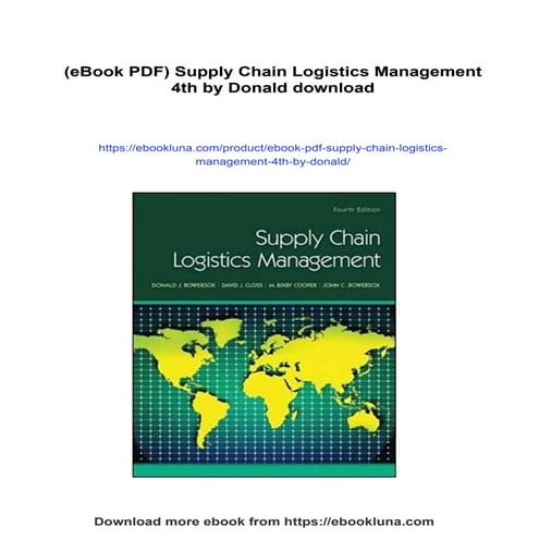 Ebook Pdf Supply Chain Logistics Management 4th By Donald Pdf