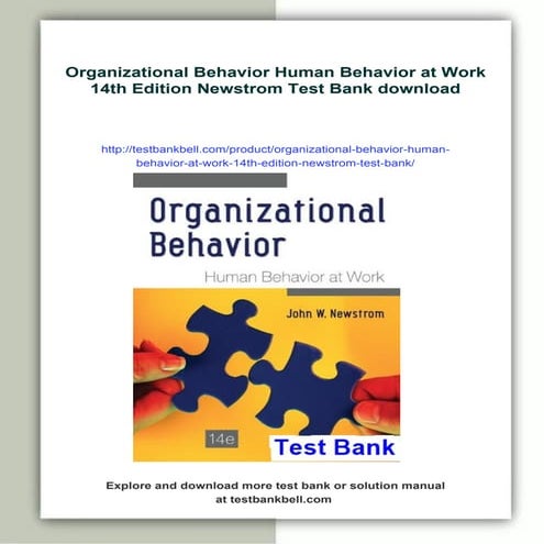 Organizational Behavior Human Behavior at Work 14th Edition Newstrom ...