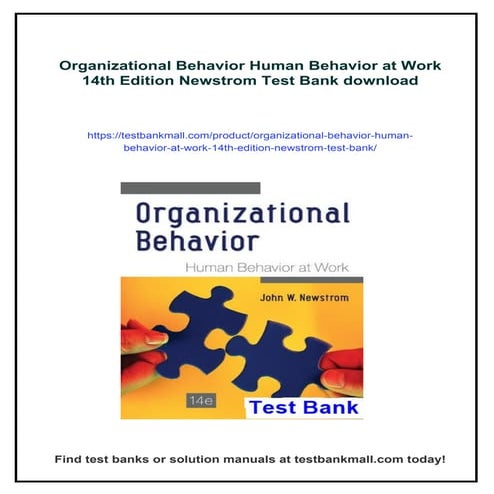 Organizational Behavior Human Behavior at Work 14th Edition Newstrom ...