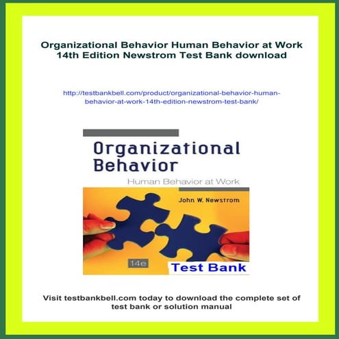 Organizational Behavior Human Behavior at Work 14th Edition Newstrom ...