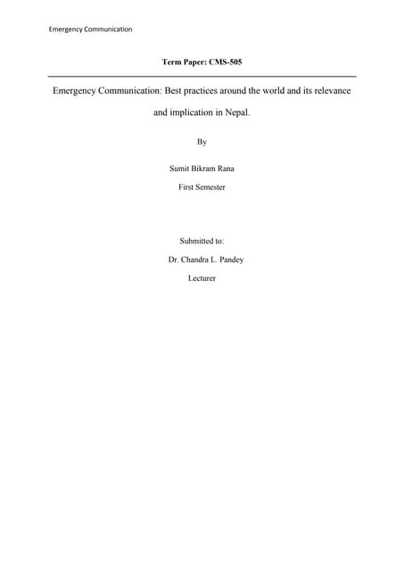 General knowledge about emergency management based on pervasive computing | PDF